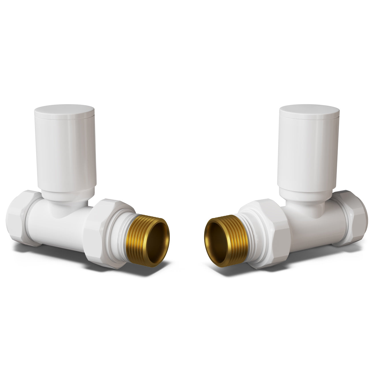 White Radiator Valves Straight - Round | UK Radiators