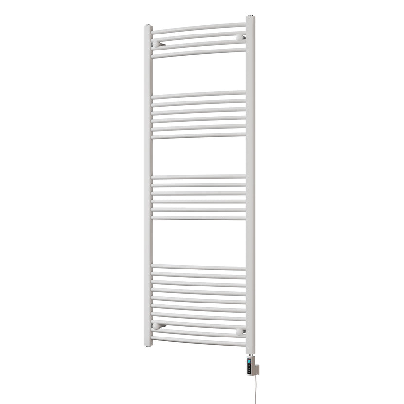 White Electric Towel Rail H1600mm x W600mm Curved 600w Thermostatic ...