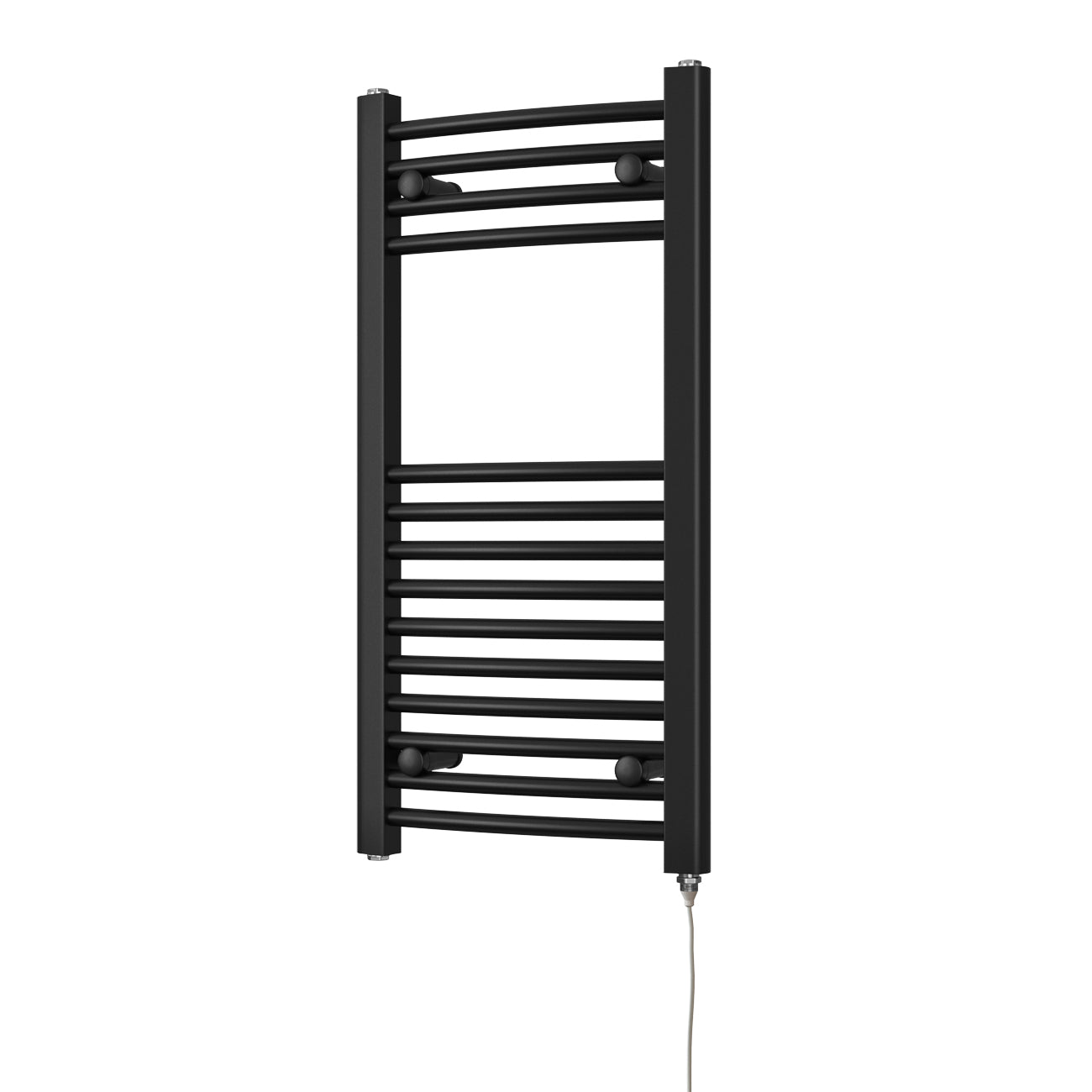 Black Electric Towel Rail H800mm x W400mm Curved 200w Standard - Zennor ...