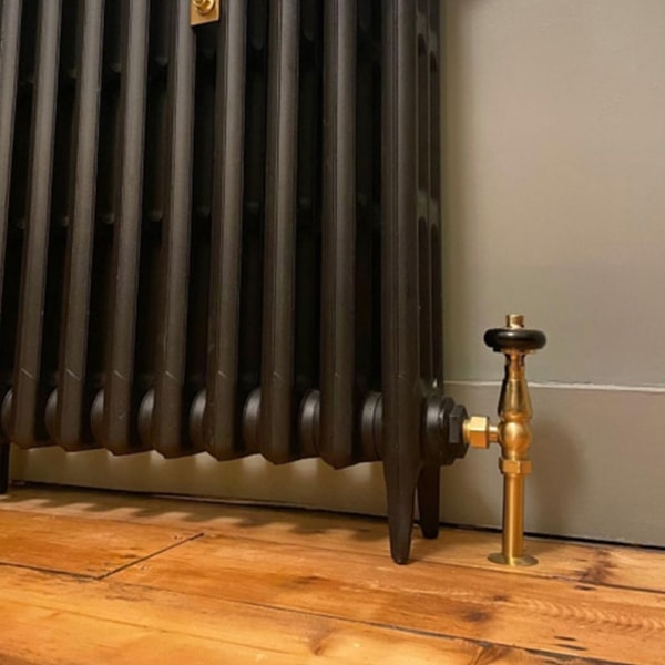 Polished Brass Thermostatic Radiator Valves Angled - Signature Wooden ...