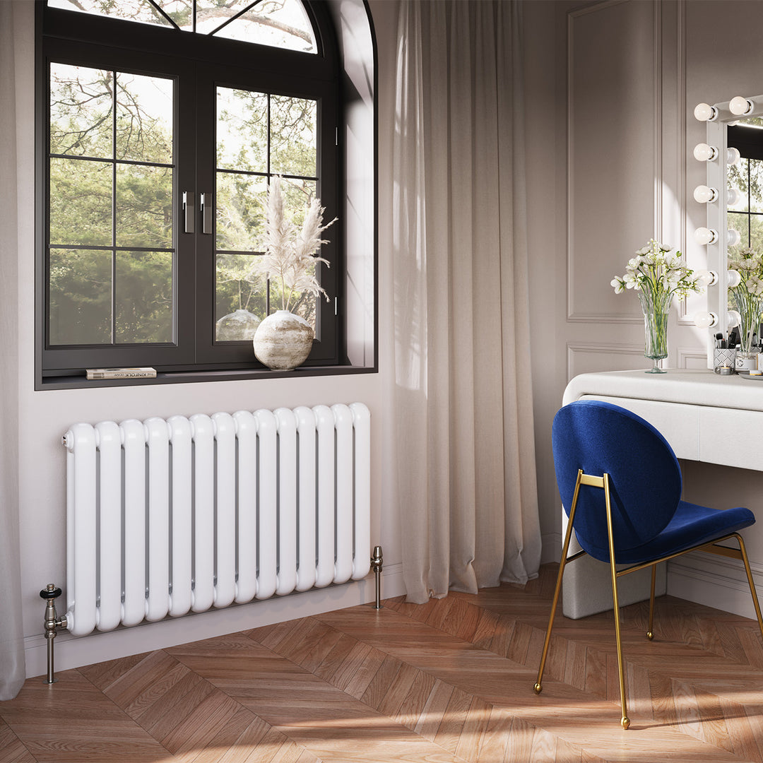 White Round Top Column Radiator H600mm x W993mm 2 Column - Sherwood ...