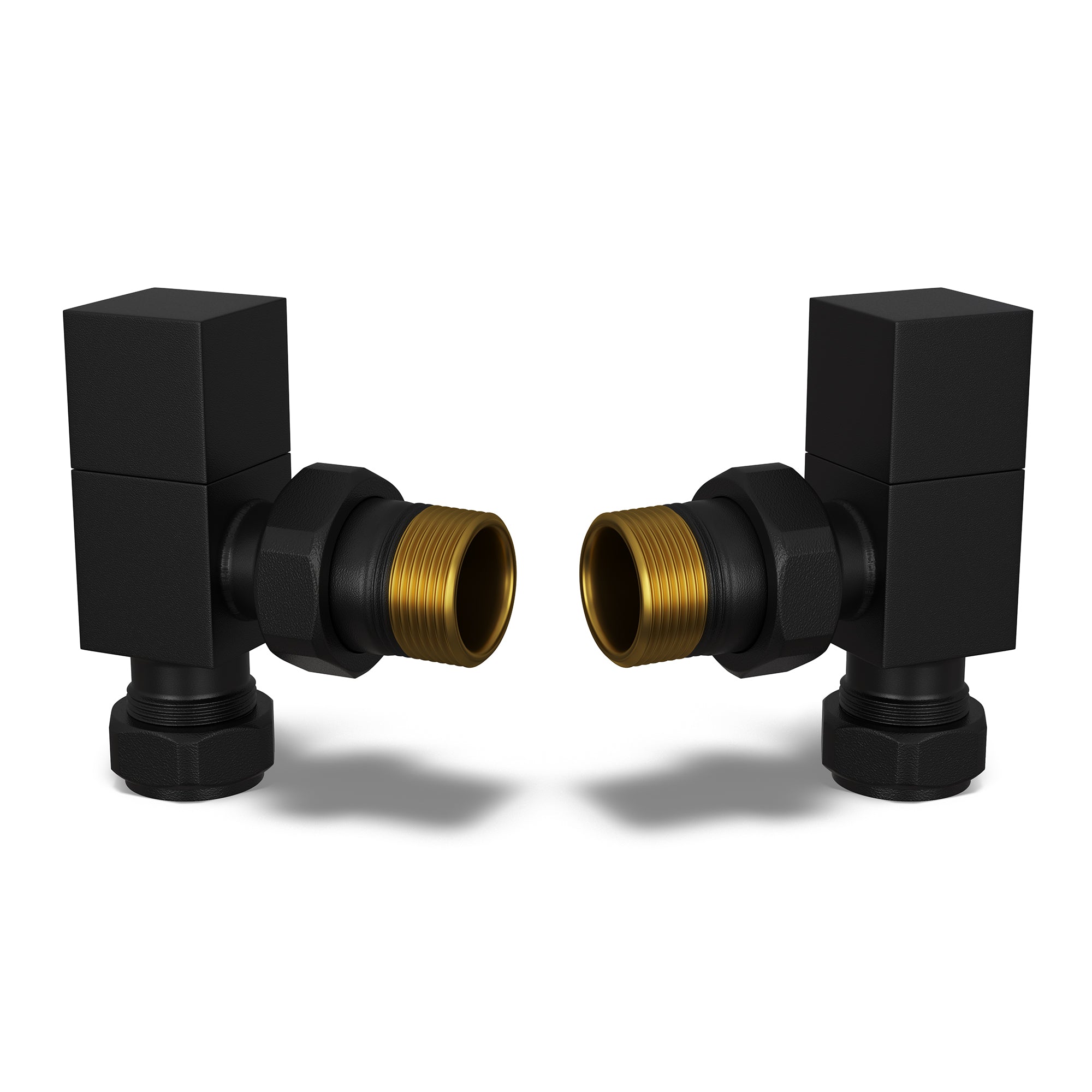 Black Radiator Valves Angled 8mm - Square | UK Radiators