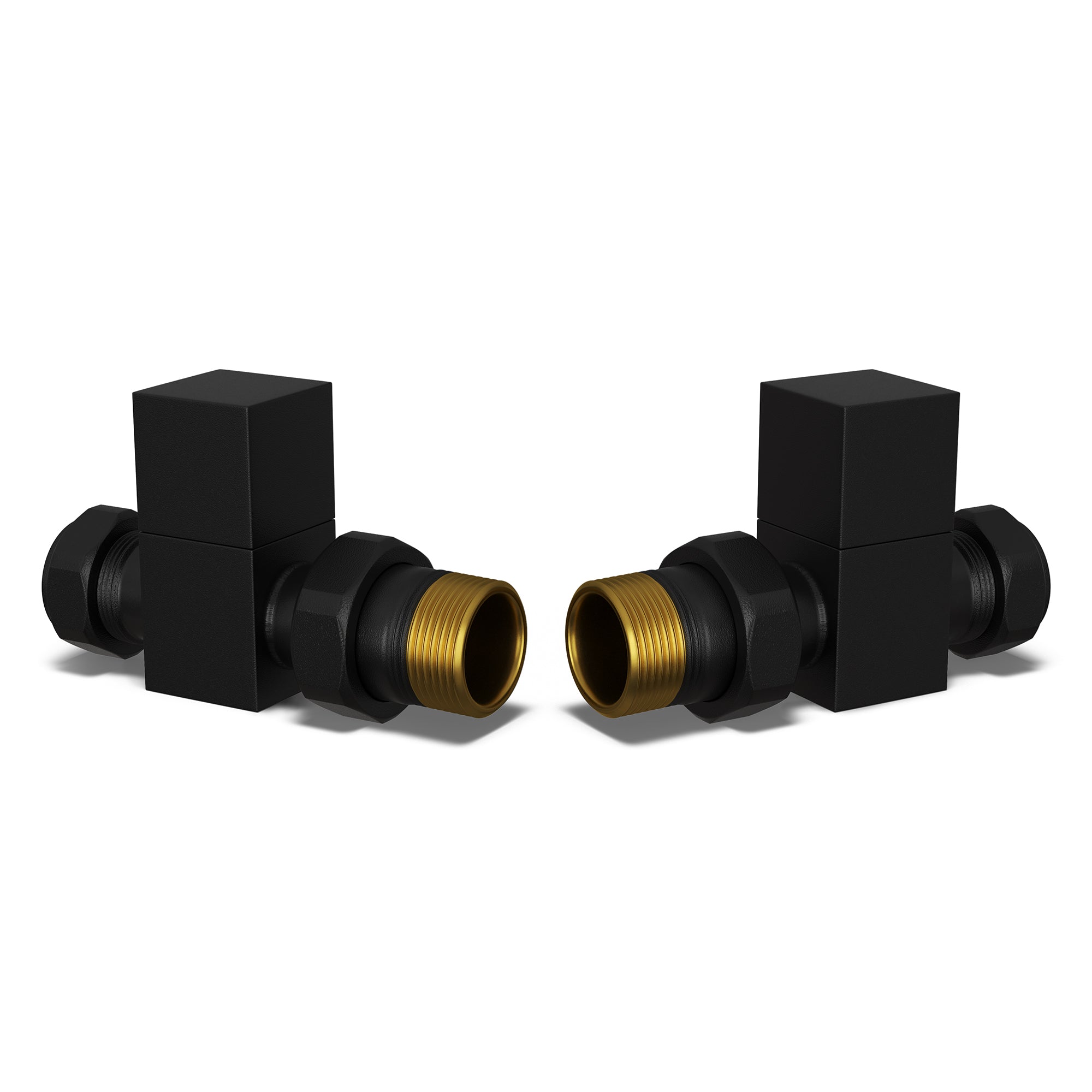 Black Radiator Valves Straight 8mm - Square | UK Radiators