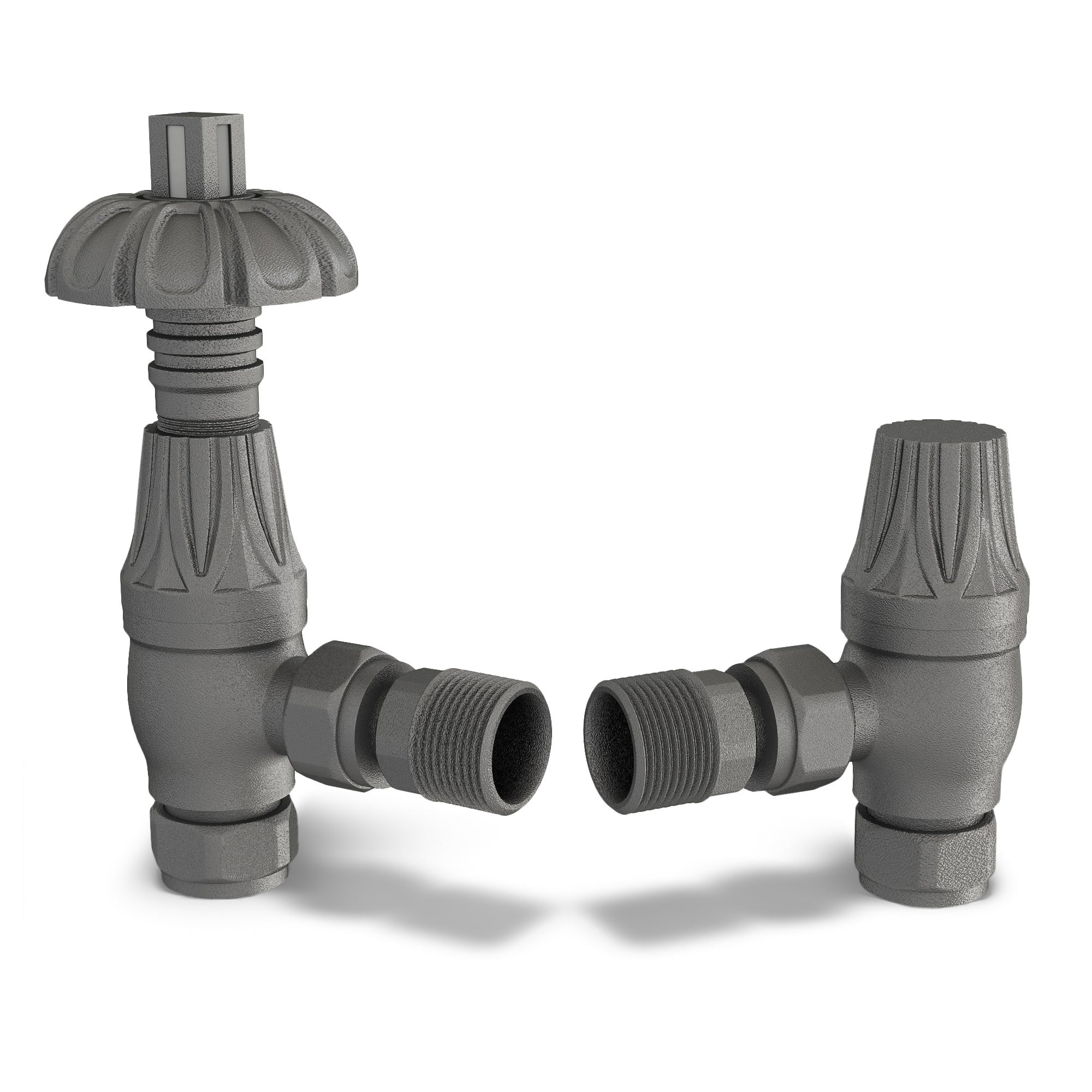 Natural Pewter Thermostatic Radiator Valves Angled 8mm - Signature ...