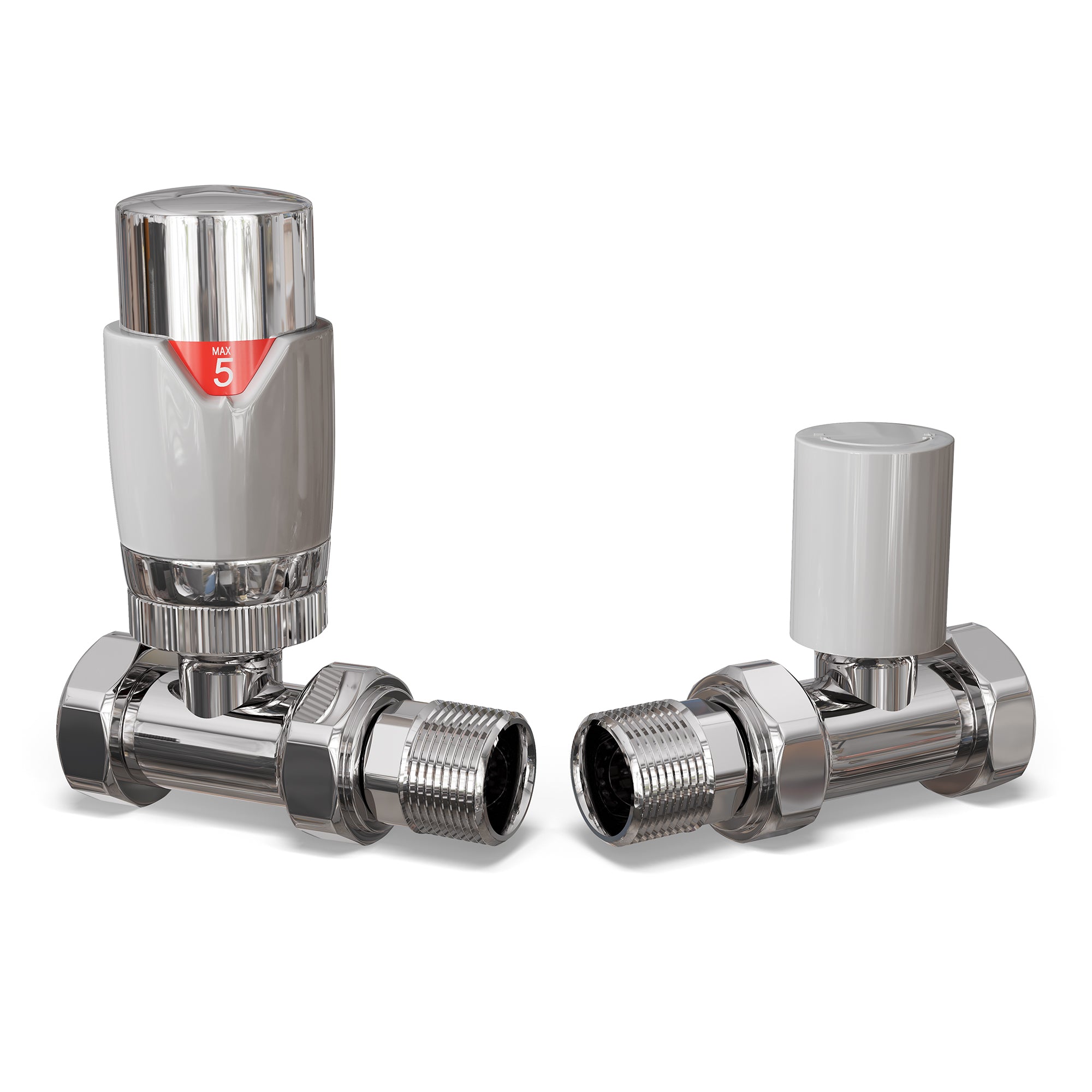 White Thermostatic Radiator Valve Straight 8mm - Talus Flair | UK Radiators