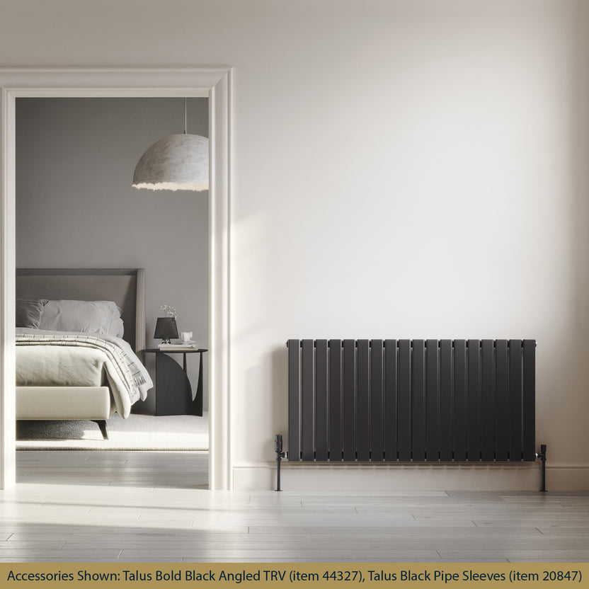 Black Horizontal Radiator H600mm x W1224mm Single Panel - Typhoon | UK ...